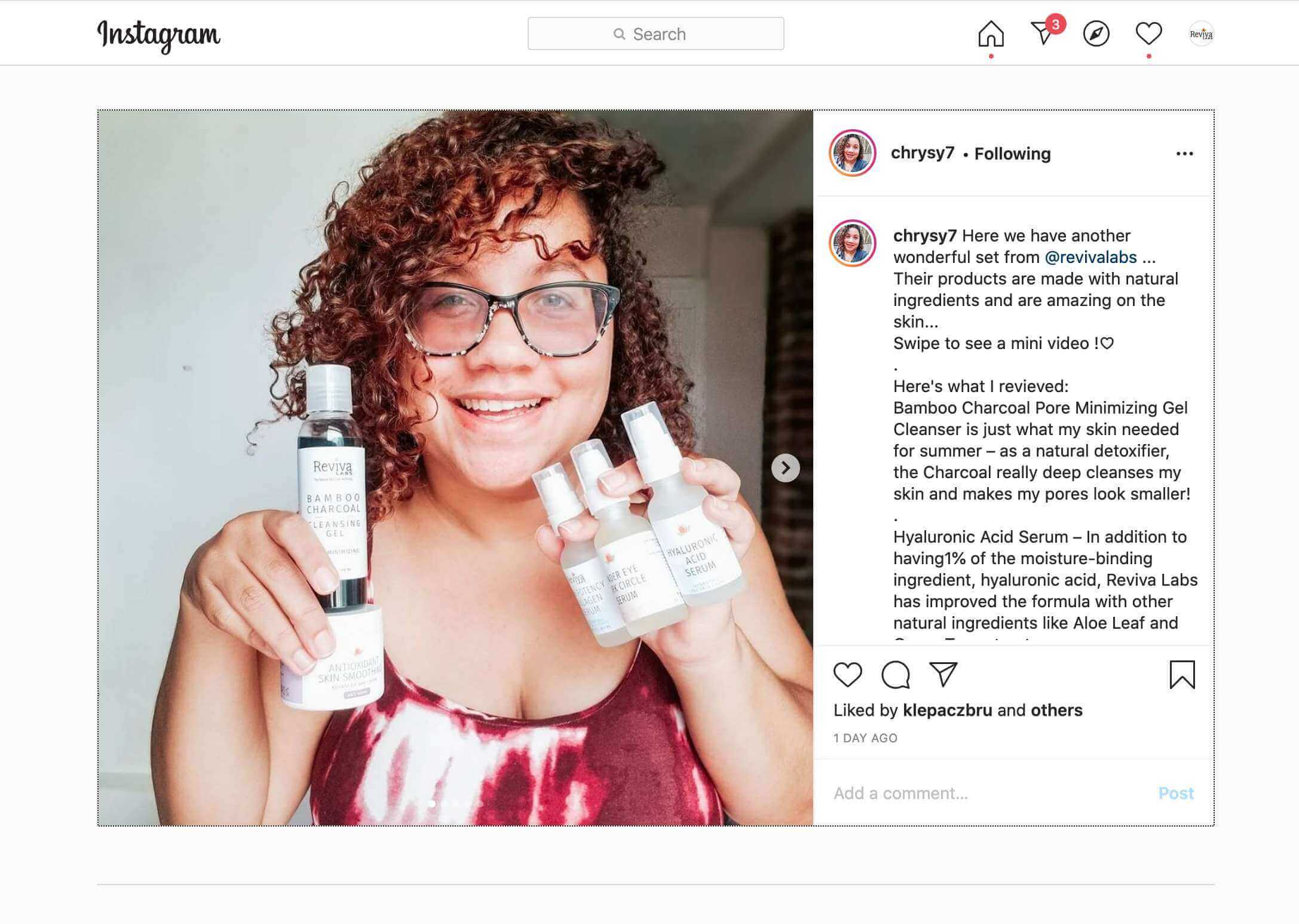 Chrysalis finds our skin care wonderful - Reviva Labs